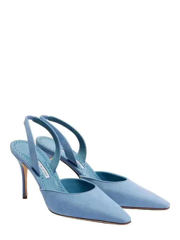 Manolo Blahnik Suede Slingback Pumps - Blue