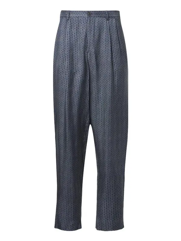 Giorgio Armani Pleated Printed Tapered Pants - Blue