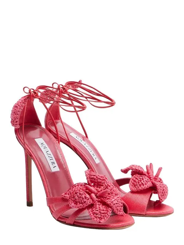 AQUAZZURA Calypso Raffia Sandals - Pink