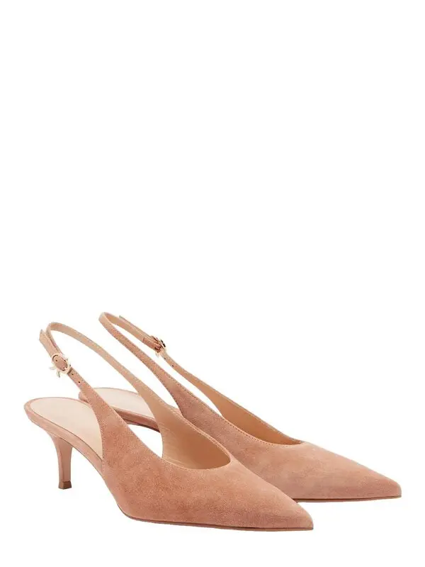 GIANVITO ROSSI Robbie Suede Slingback Pumps - Pink