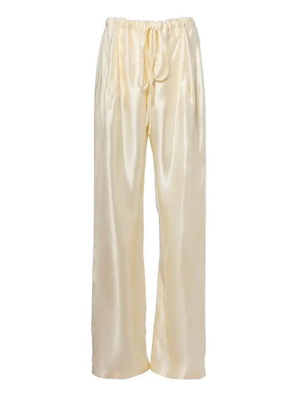Khaite Rohen Satin Wide-leg Pants - White