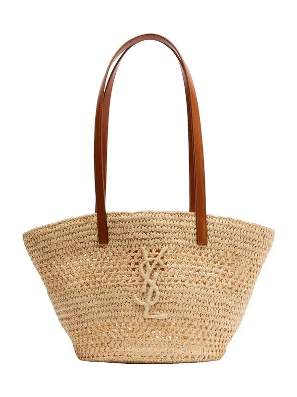 Saint Laurent Panier Small Raffia Bucket Bag - Beige