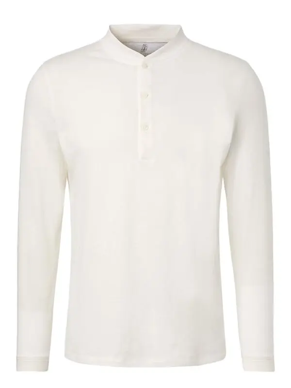 Brunello Cucinelli Linen And Cotton Henley Shirt - White