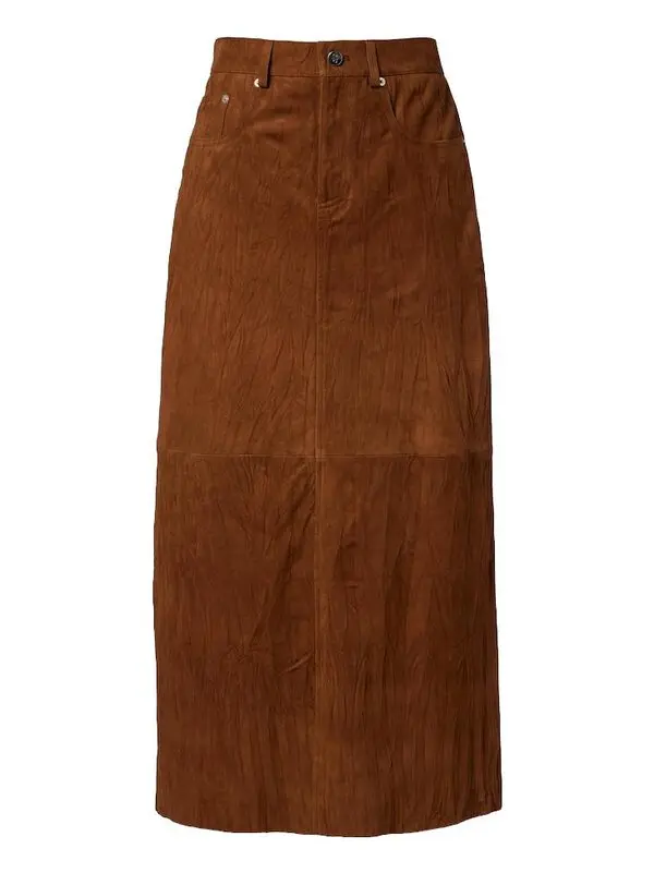 Proenza Schouler White Label Nayah Suede Midi Skirt - Brown