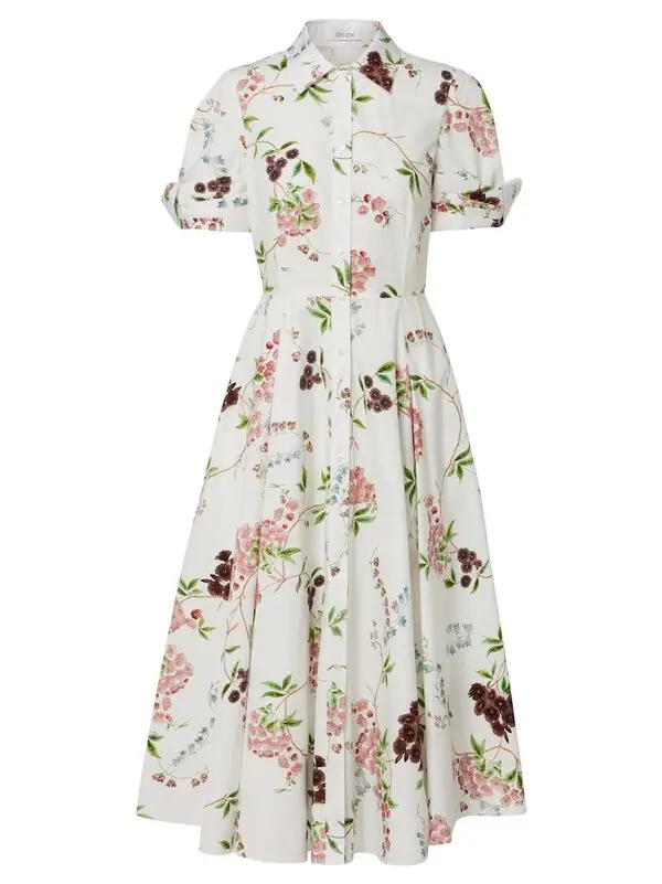 Erdem Floral Cotton Poplin Shirt Dress - White
