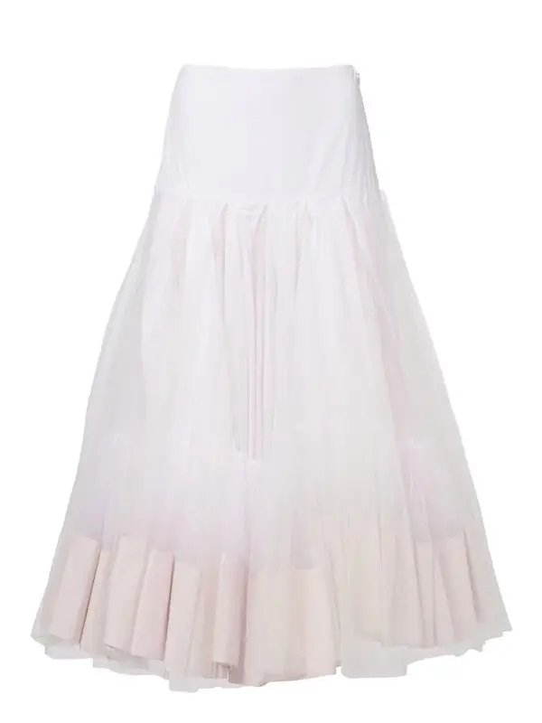 Jacquemus Mireio Tulle-trimmed Cotton Poplin Midi Skirt - Pink