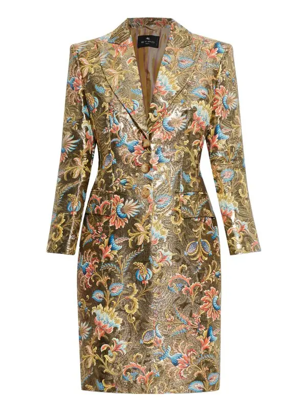 Etro Coat With Sewn-in Shoulder Pads - Gold