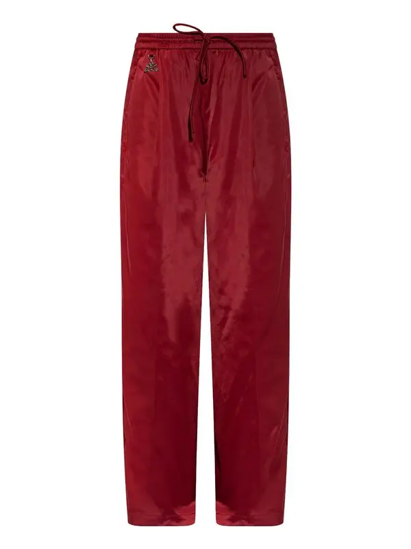 GESTUZ Wide Leg Satin Trousers - Burgundy