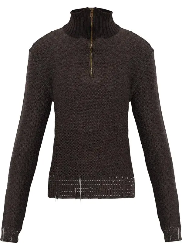 MAISON MARGIELA Sweater With Decorative Threads - Brown