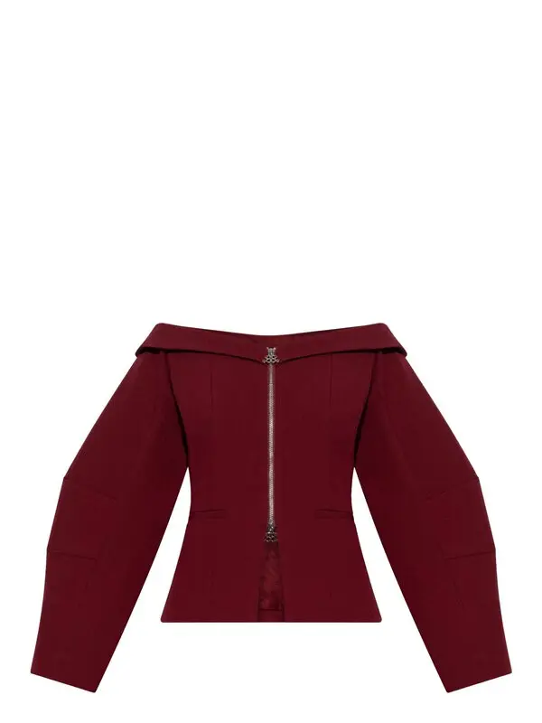 GESTUZ Blazer With Geometric Cut - Burgundy
