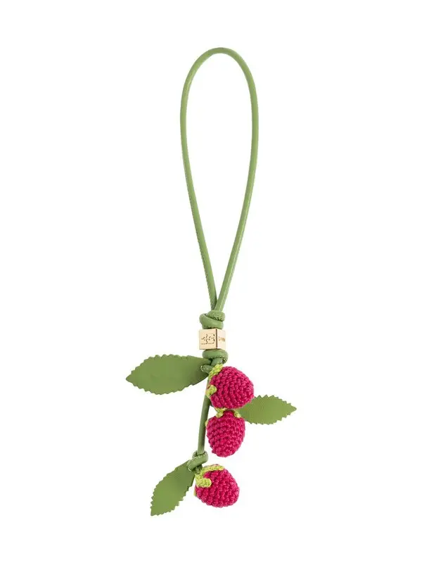 GANNI Raspberry Motif Bag Pendant - Green