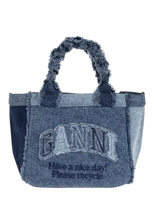 GANNI Logo Shopper Bag - Navy Blue