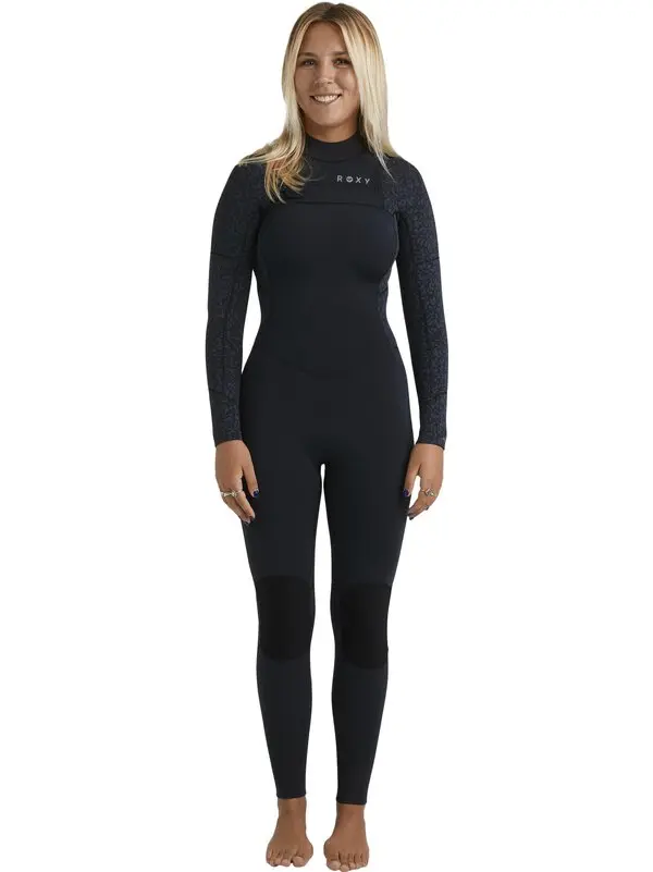 Roxy 4/3mm Swell Natural Front Zip Wetsuit - Animal Print