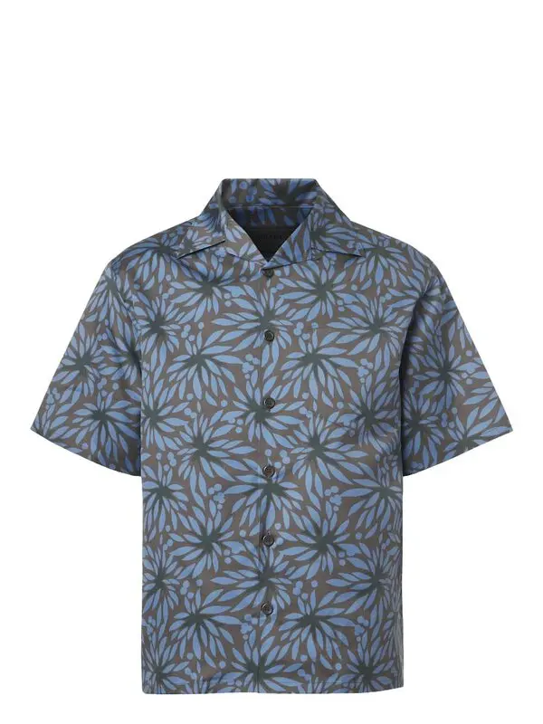 Prada Printed Cotton And Silk Bowling Shirt - Grey