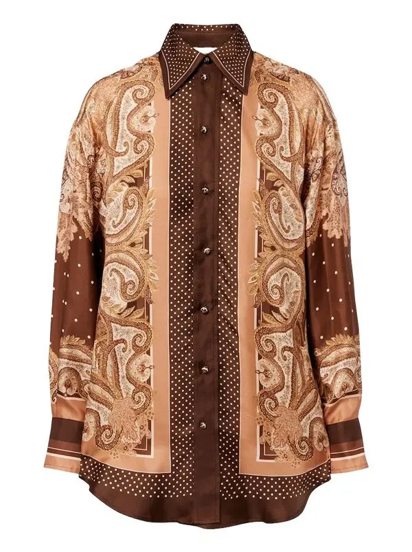 Zimmermann Luna Paisley Silk Shirt - Brown