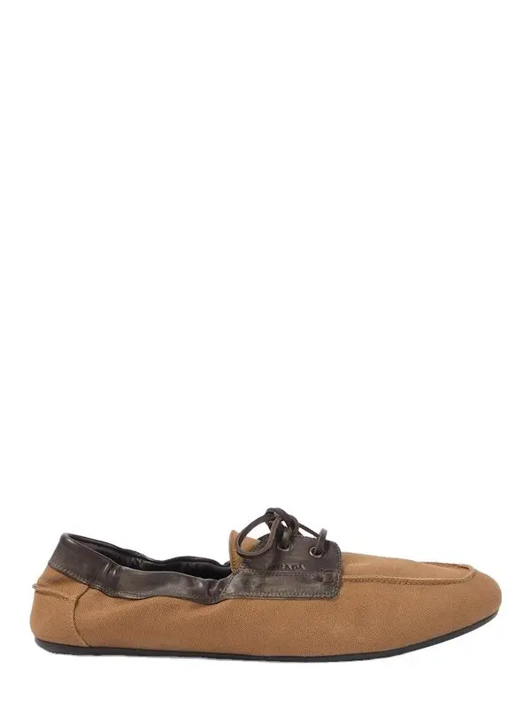 Prada Shuffle Leather-trimmed Canvas Boat Shoes - Brown