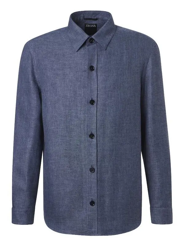 Zegna Cashmere, Linen And Silk Overshirt - Blue