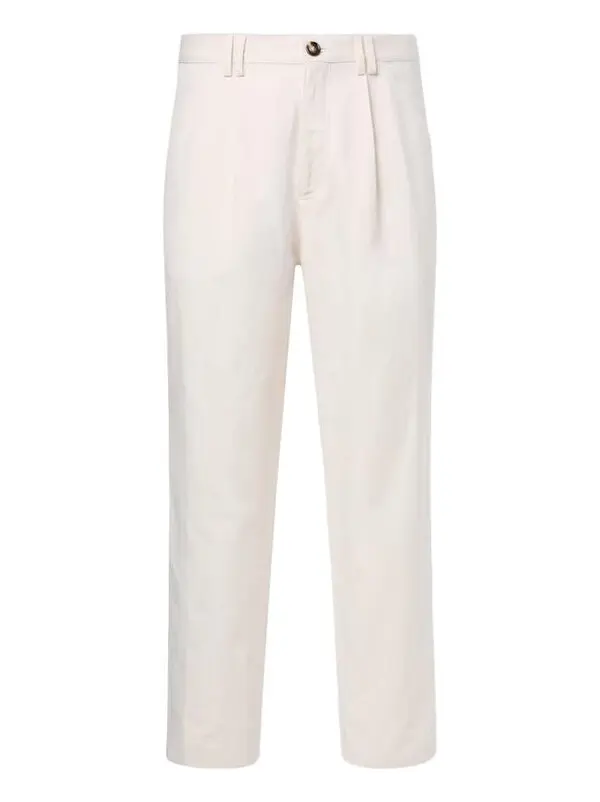 Brunello Cucinelli Cotton And Linen Canvas Straight Leg Trousers - White