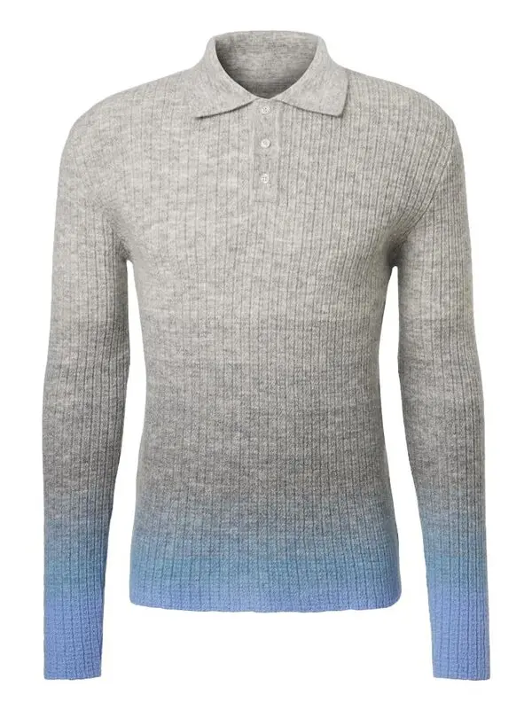 ERL Gradient Mohair-blend Polo Sweater - Grey