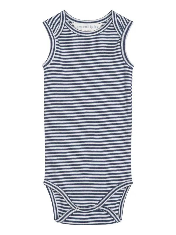 SERENDIPITY ORGANICS Striped Baby Bodysuit - Blue