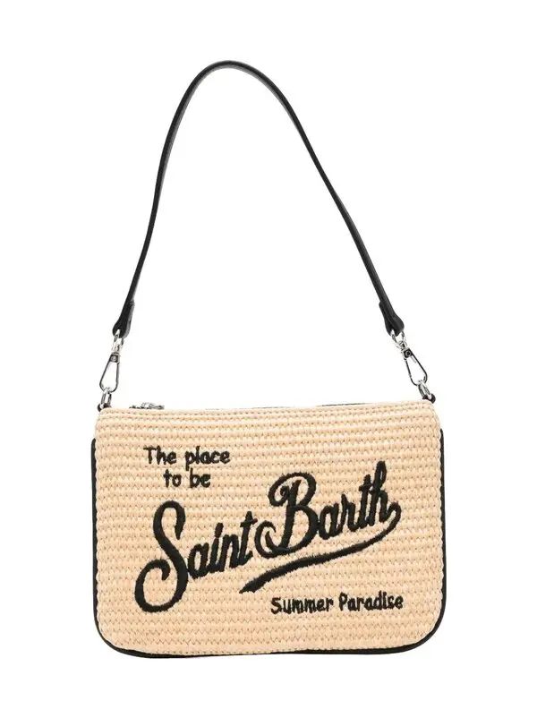 MC2 SAINT BARTH Parisienne Mini Straw Shoulder Bag - Black