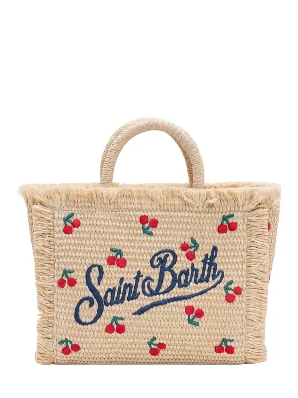 MC2 SAINT BARTH Raffia Mini Shopper Bag - Beige