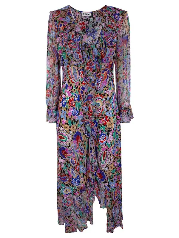 Rixo Gracye Cara Floral Leopard Print Dress - Pink