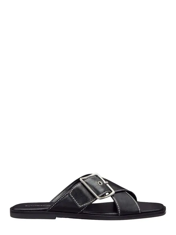 REFORMATION Etta Flat Sandal Leather - Black
