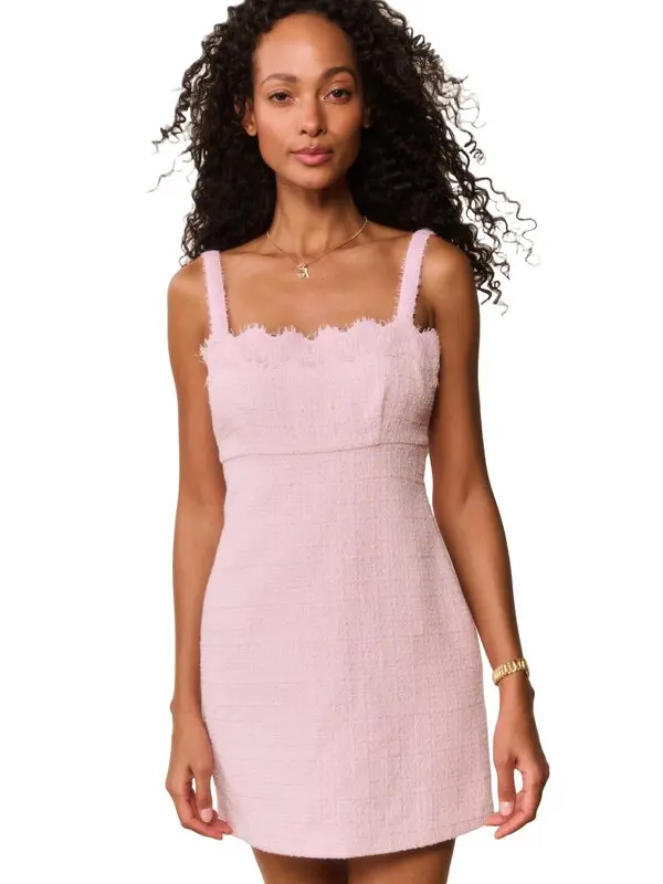 LoveShackFancy Willamina Lace Tweed Mini Dress - Parasol Blush