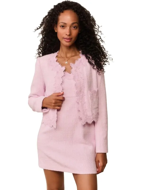 LoveShackFancy Erina Lace-trimmed Tweed Jacket - Parasol Blush