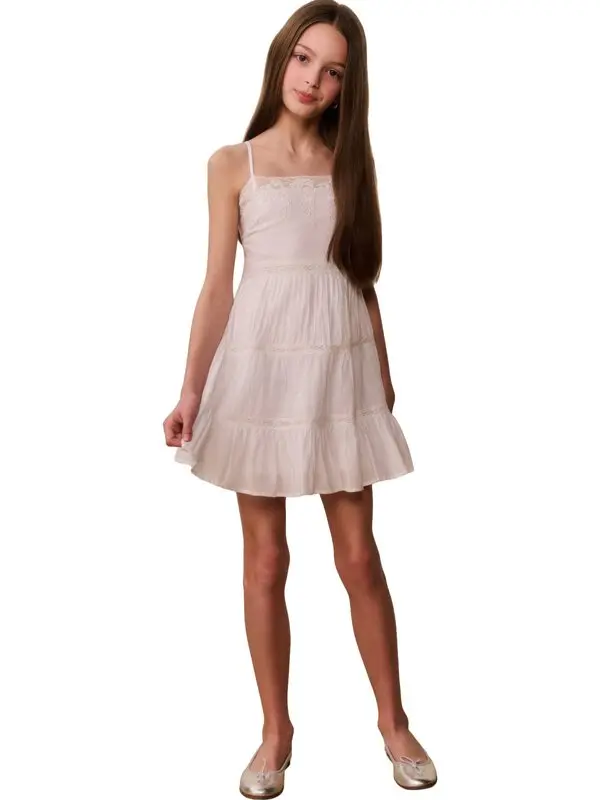 LoveShackFancy Cotton Lace-trimmed Mini Dress - Lemon Icing