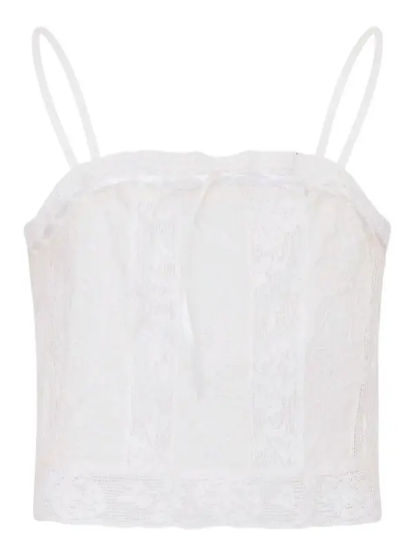LoveShackFancy Tween Cotton Lace Quince Top - White
