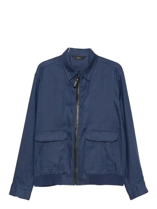 Brioni Linen And Wool Blouson Jacket - Blue