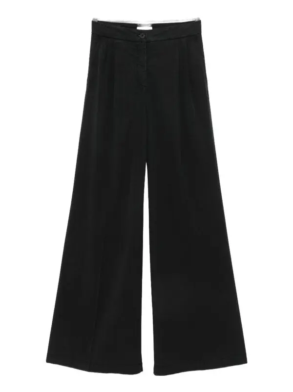 VIA MASINI 80 Linen Blend Trousers - Black