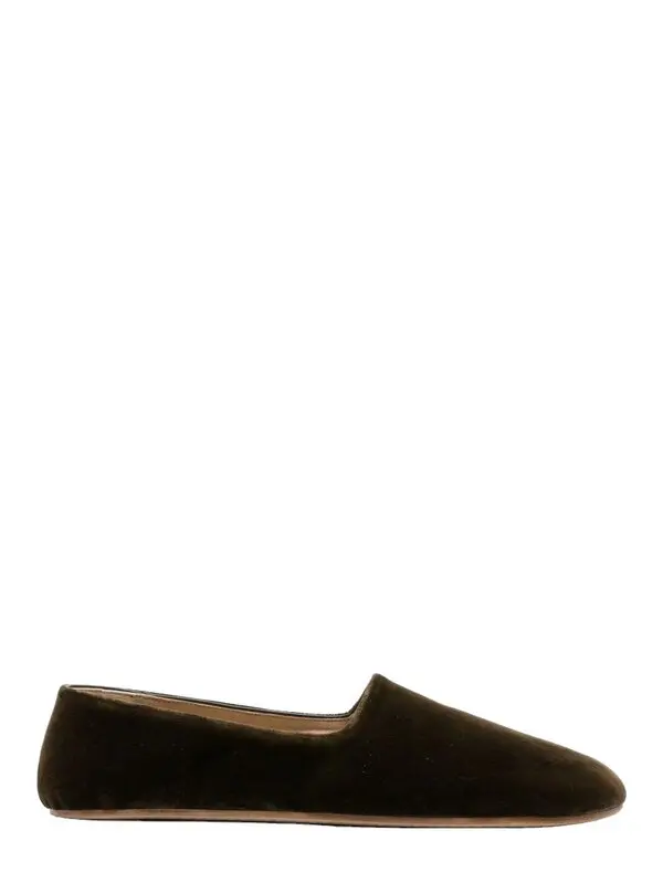 THE ROW Ponti Velvet Slippers - Brown