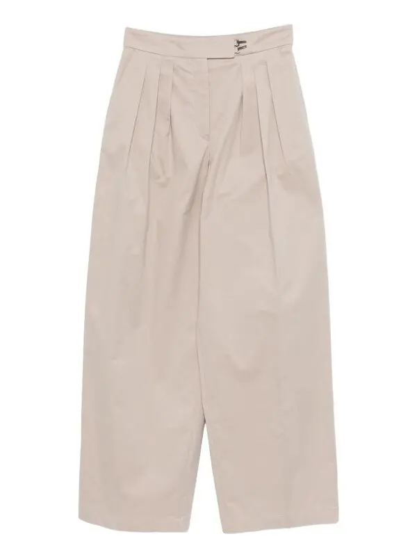 Emporio Armani Cotton Wide Leg Trousers - Beige