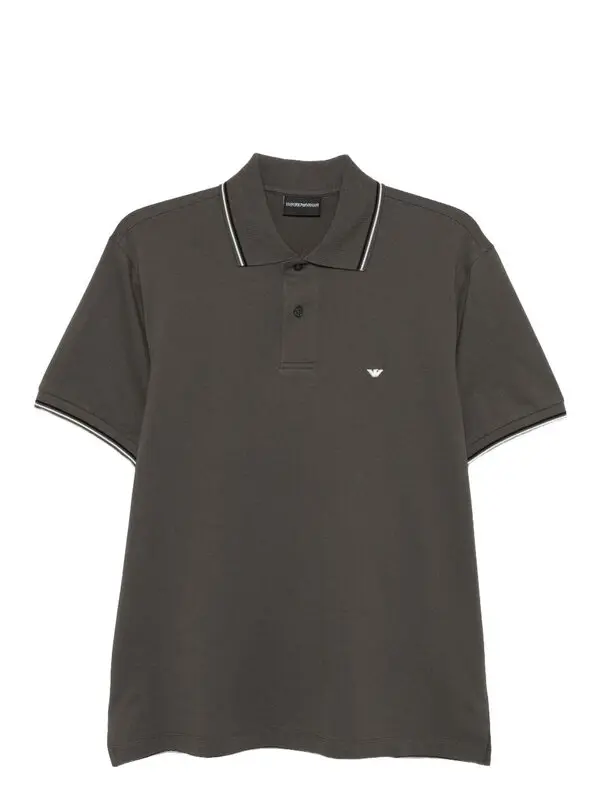 Emporio Armani Logo Cotton Polo Shirt - Grey