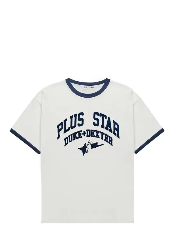 DUKE + DEXTER Ringer T-shirt - Vintage White + Navy