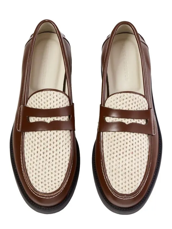 DUKE + DEXTER Rattan Penny Loafer - Chestnut + White