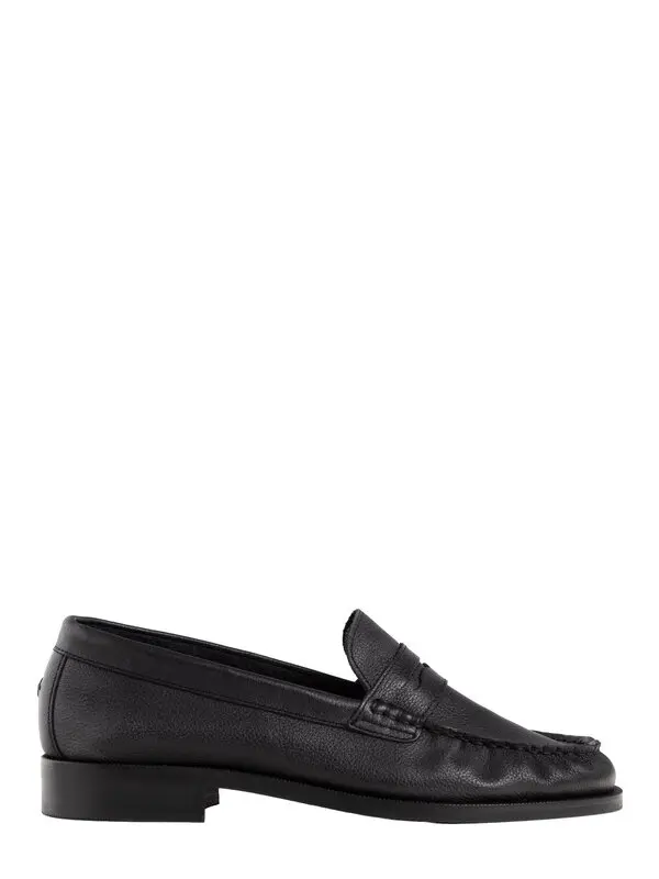 DUKE + DEXTER Ezra Tumbled Ruched Loafer - Black