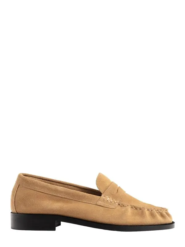 DUKE + DEXTER Ezra Suede Ruched Loafer - Tan