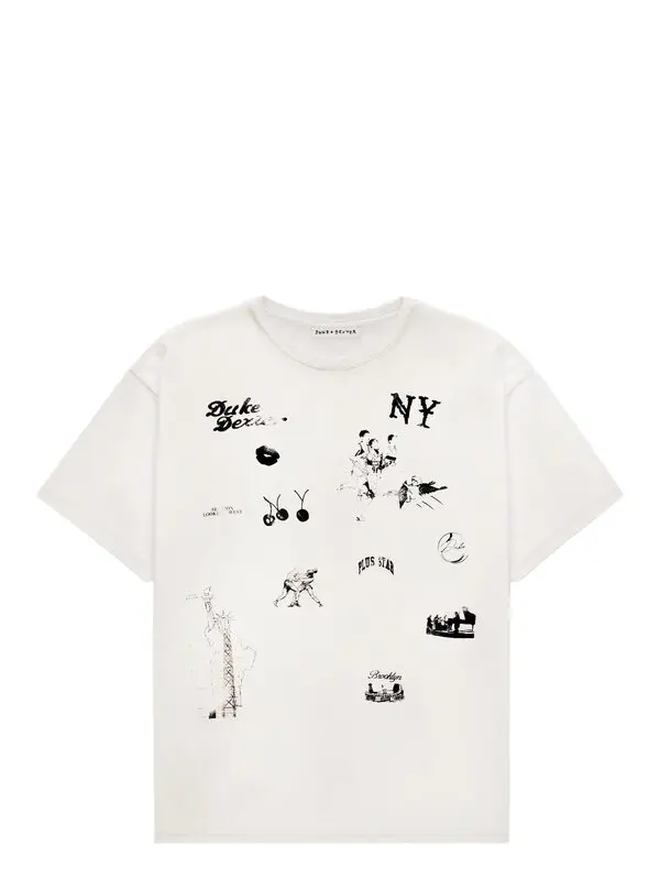 DUKE + DEXTER Printed Jersey T-shirt - Ny Sketch