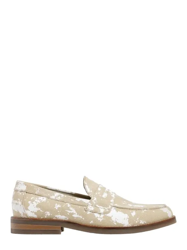 DUKE + DEXTER Wilde Painted Canvas Penny Loafer - Beige + White