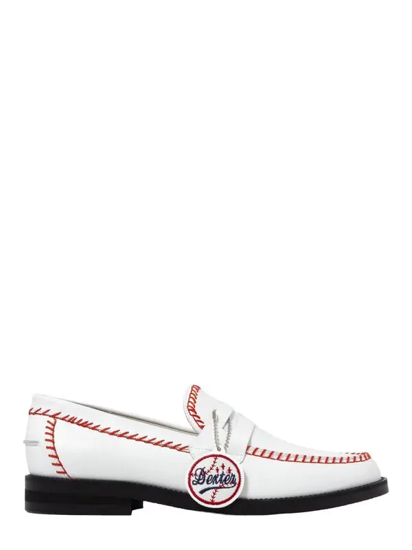 DUKE + DEXTER Wilde Dexter Penny Loafer In White Nappa Leather - Baseball