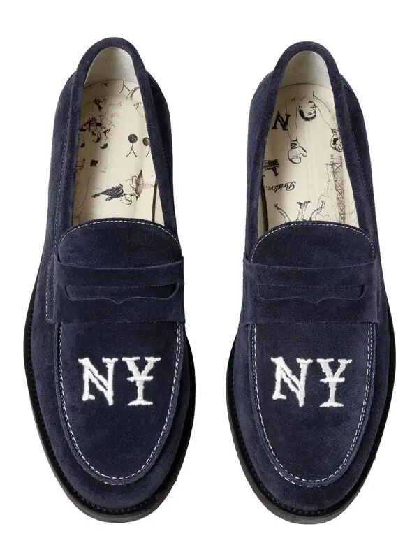 DUKE + DEXTER Wilde Suede Penny Loafer - Ny Navy