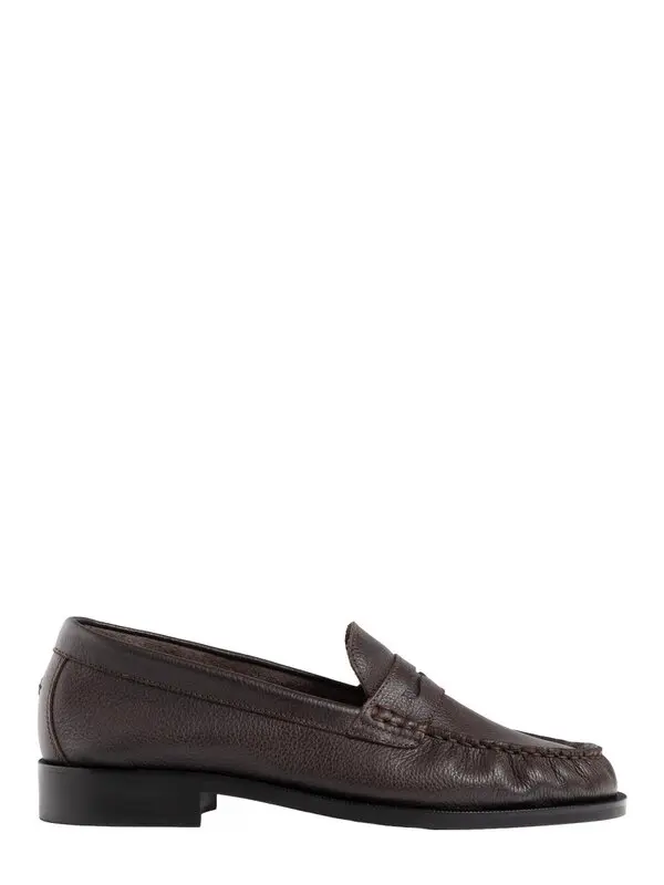 DUKE + DEXTER Ezra Pebble Ruched Loafer - Brown