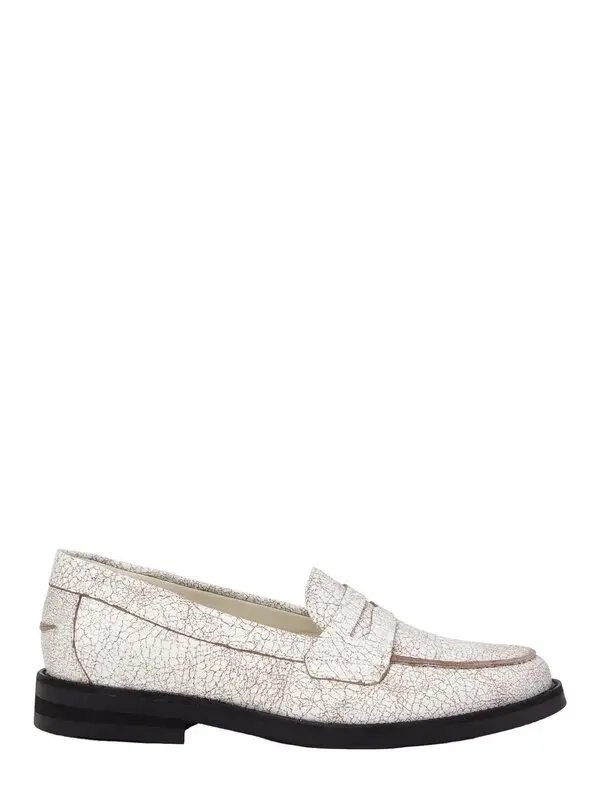 DUKE + DEXTER Wilde Penny Loafer - White Cracked