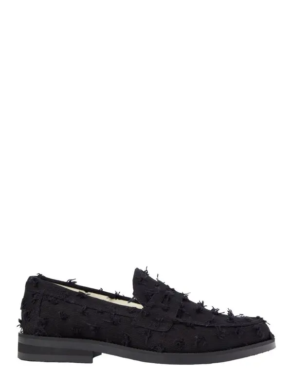 DUKE + DEXTER Wilde Punched Denim Penny Loafer - Black