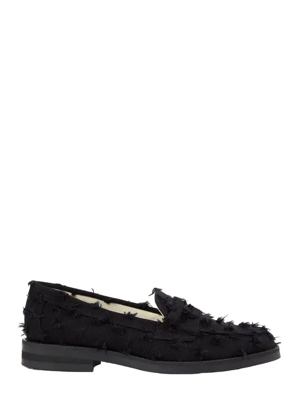 DUKE + DEXTER Wilde Punched Denim Penny Loafer - Black