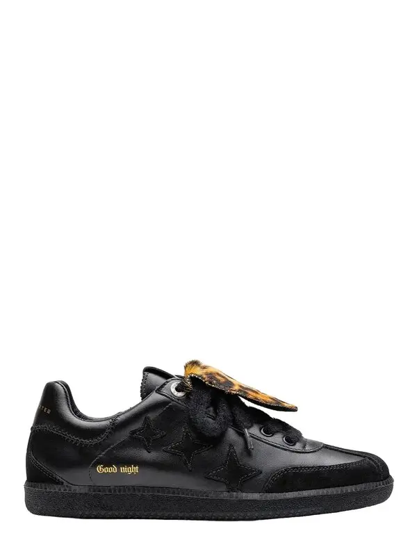 DUKE + DEXTER Plus Duke Leather And Suede Sneakers With Detachable Leopard Print Pony Hair Tongues - Black
